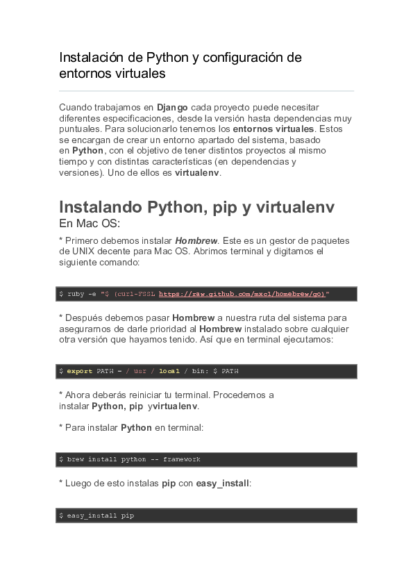 (DOC) Instalación de Python y configuración de entornos virtuales