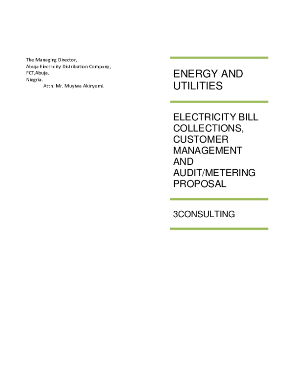 (PDF) ENERGY AND UTILITIES ELECTRICITY BILL COLLECTIONS, CUSTOMER ...