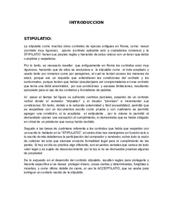(DOC) INTRODUCCION STIPULATIO