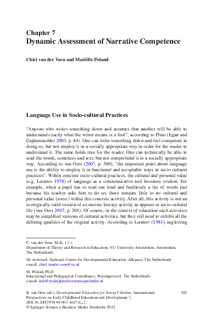 (PDF) Dynamic Assessment of Narrative Competence | Chiel van der Veen ...