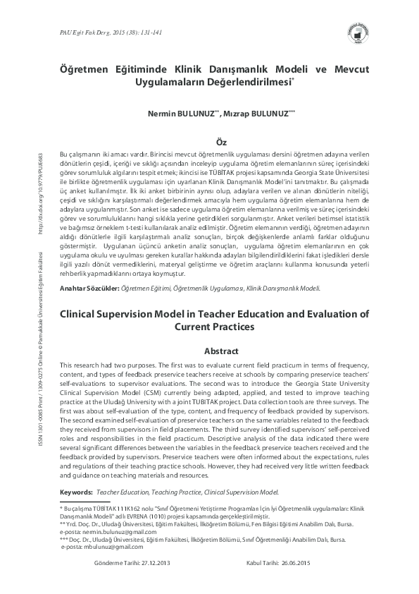 (PDF) Clinical Supervision Model in Teacher Education and Evaluation of ...