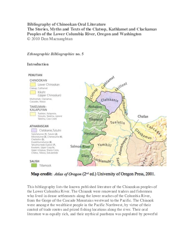 (PDF) Chinookan Oral Literature: The Stories, Myths and Texts of the ...