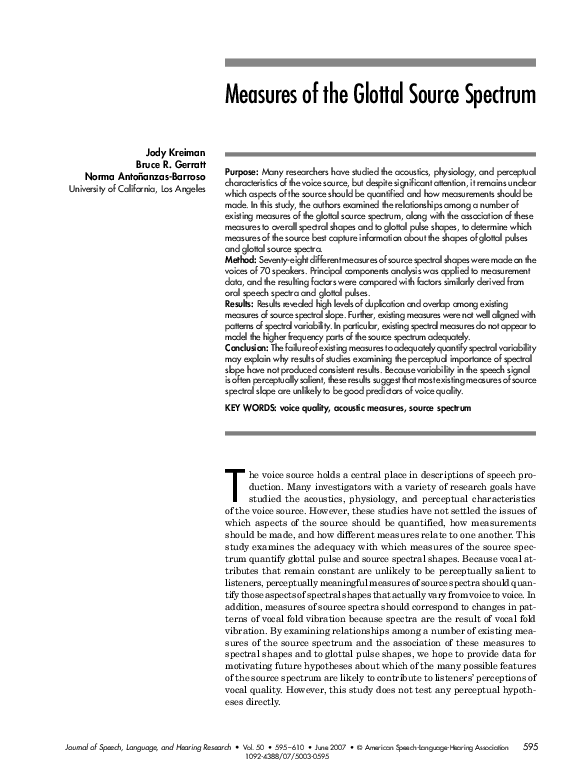 (PDF) Measuring the glottal source spectrum
