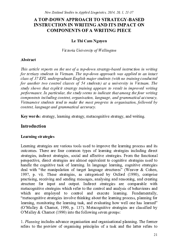 (PDF) A TOP-DOWN APPROACH TO STRATEGY-BASED INSTRUCTION IN WRITING AND ...