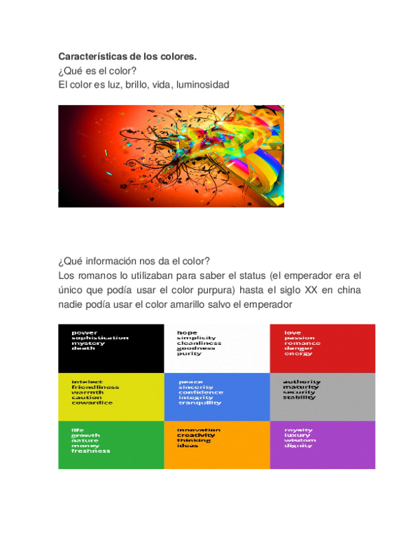 (DOC) Caracteristicas de los colores