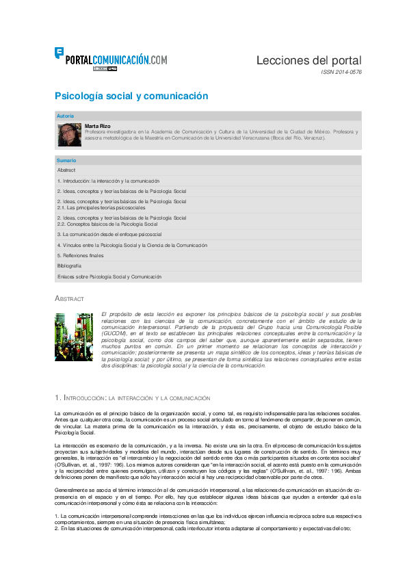 (PDF) Psicología social y comunicación