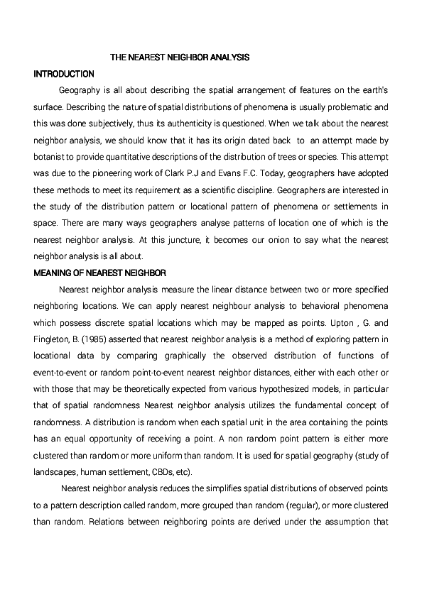 (PDF) Nearest neighbor analysis
