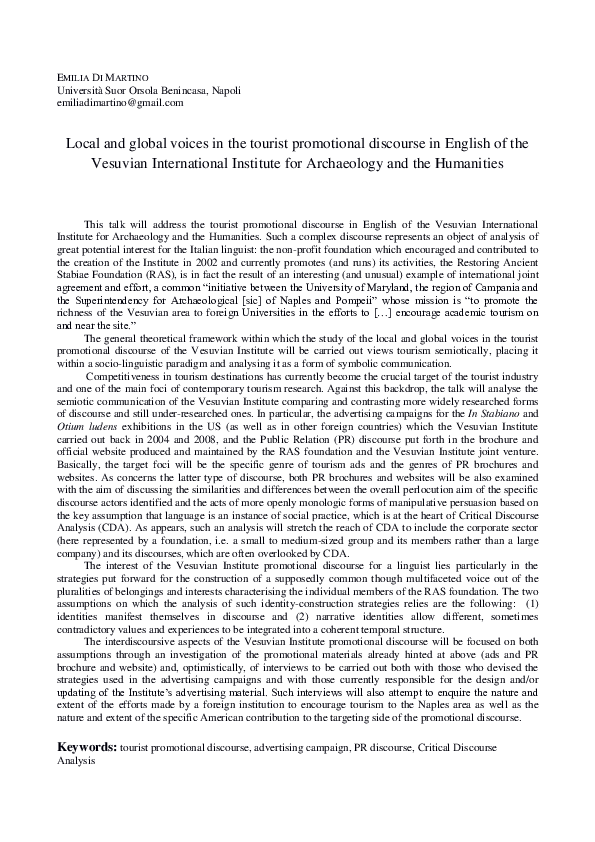 (PDF) Local and global voices in the tourist promotional discourse in ...