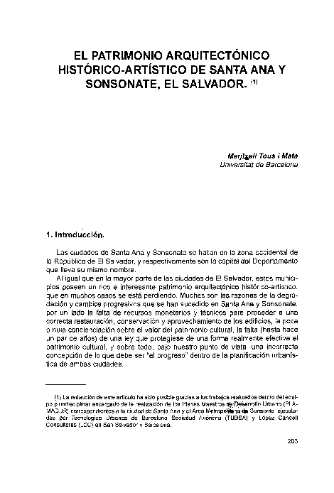 (PDF) EL PATRIMONIO ARQUITECTÓNICO HISTÓRICO-ART~STICO DE SANTA ANA Y SONSONATE, EL SALVADOR.
