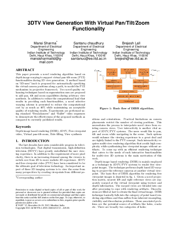 (PDF) 3DTV view generation with virtual pan/tilt/zoom functionality