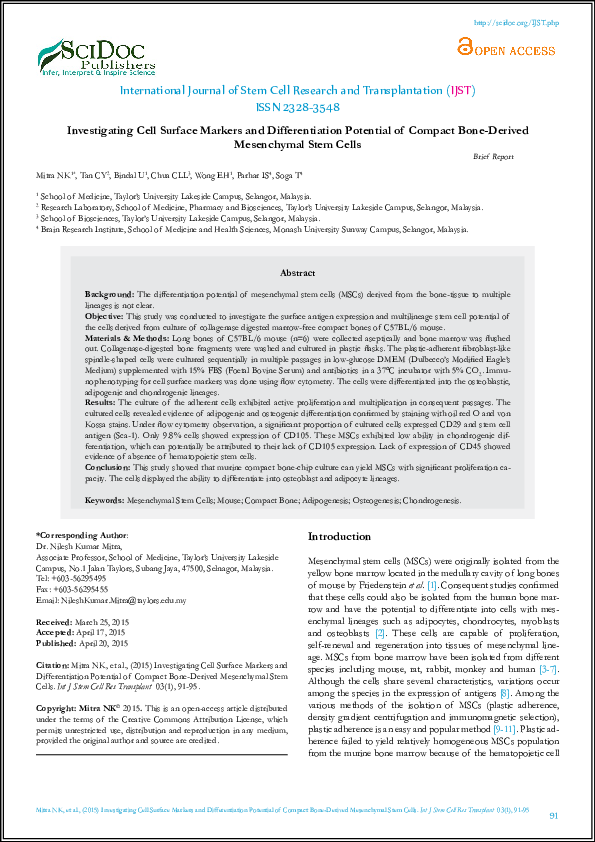 (PDF) Investigating Cell Surface Markers and Differentiation Potential ... (PDF) Investigating Cell Surface Markers and Differentiation Potential ...