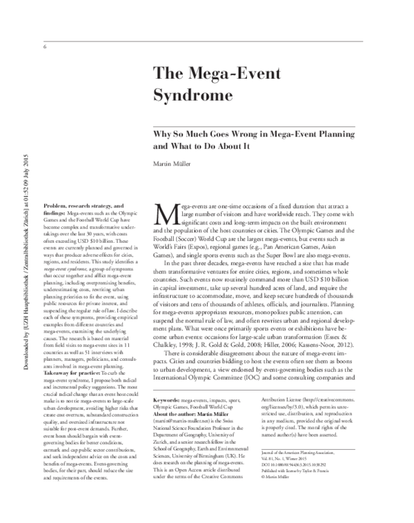 (PDF) The mega-event syndrome: why so much goes wrong in mega-event ...