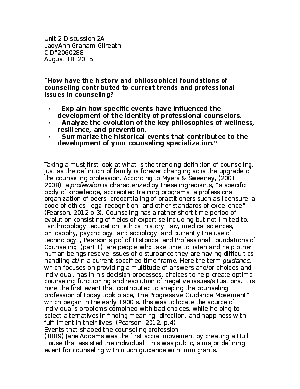 (DOC) A Brief View of the History of Counseling Profession