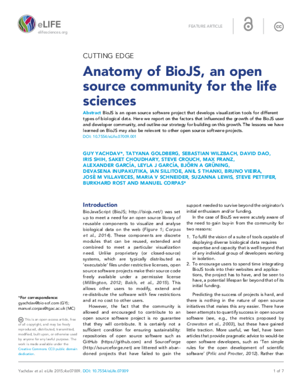 (PDF) Cutting edge: Anatomy of BioJS, an open source community for the ...