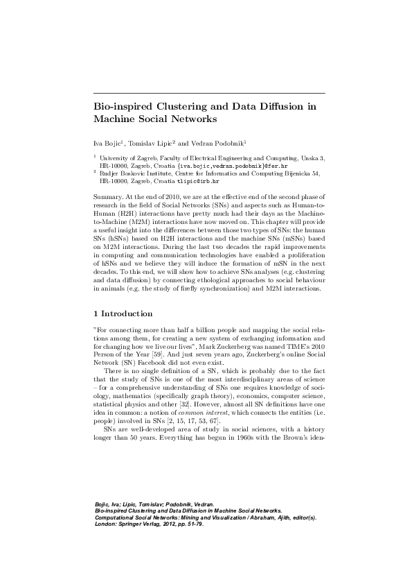 (PDF) Bio-inspired Clustering and Data Diffusion in Machine Social Networks
