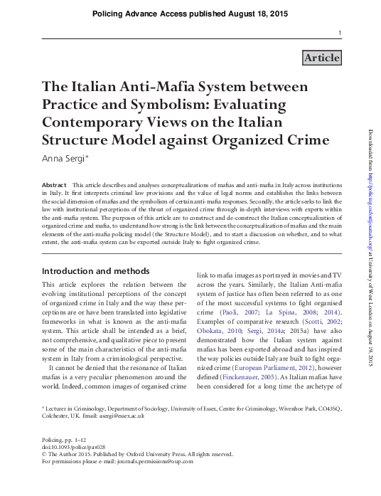 (PDF) The Italian Anti-Mafia System between Practice and Symbolism ...