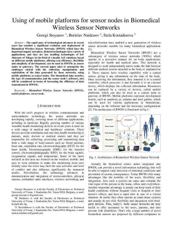 Using Of Mobile Platforms For Sensor Nodes In Biomedical Wireless Sensor Networks
