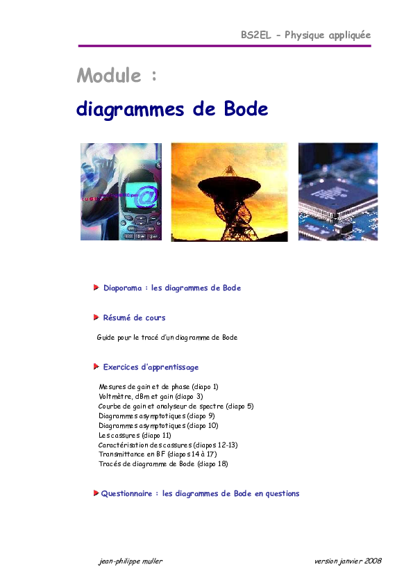 (PDF) BS2EL -Physique appliquée Module : diagrammes de Bode Diaporama : les diagrammes de Bode ...