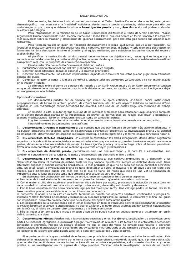 (PDF) SIMON FELDMAN Taller Documental