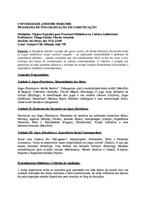 (DOC) Introdução aos Game Studies