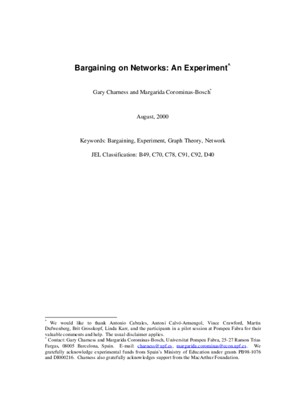 (PDF) Bargaining on networks: An experiment
