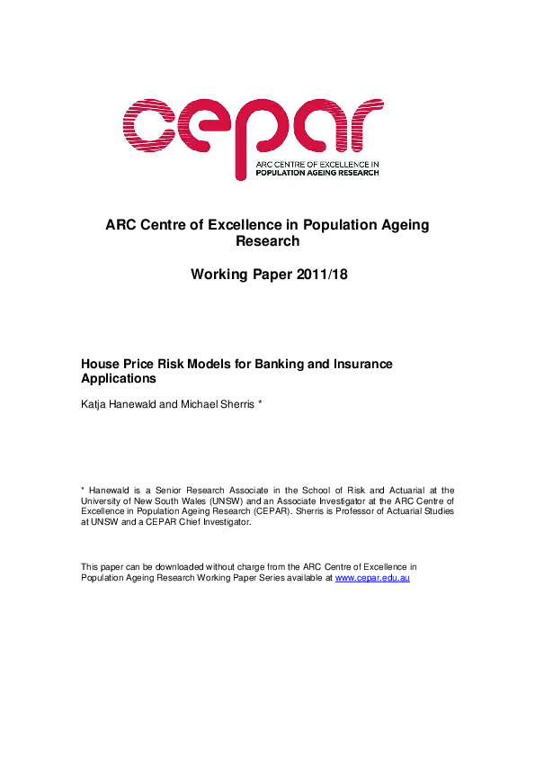 (PDF) House Price Risk Models for Banking and Insurance Applications