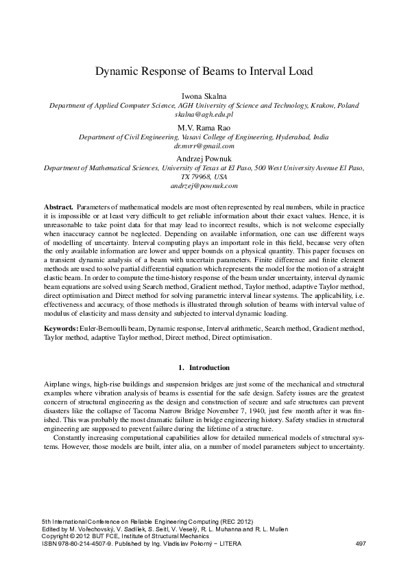 (PDF) Dynamic Response of Beams to Interval Load