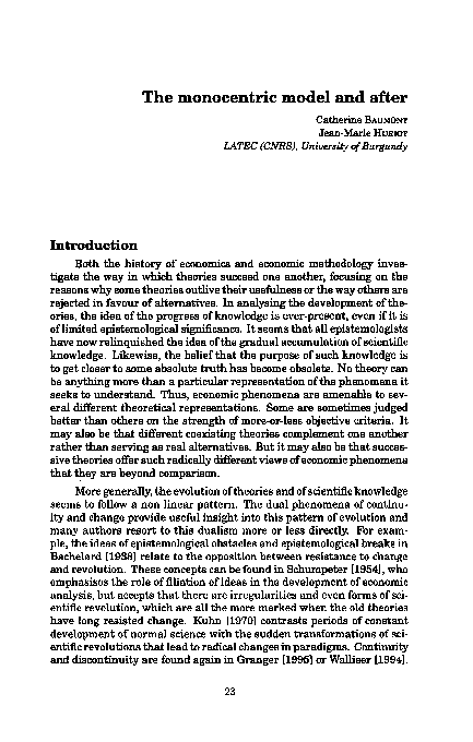 (PDF) The monocentric model and after | Catherine Baumont - Academia.edu