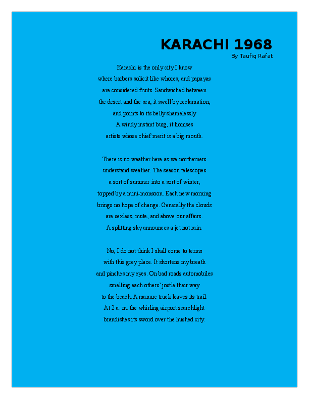 (DOC) Karachi 1968 by Taufiq Rafat