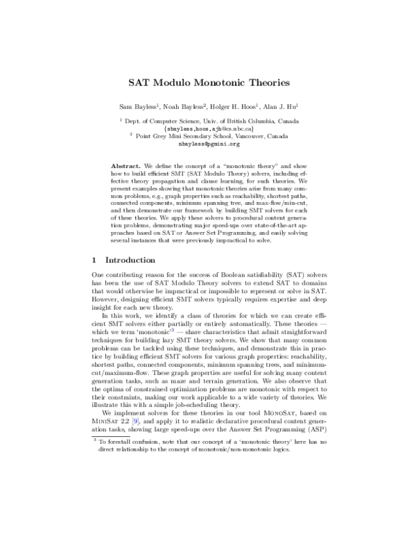 (PDF) SAT Modulo Monotonic Theories