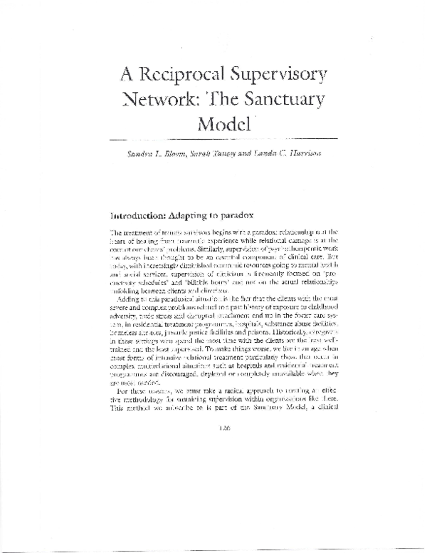 (PDF) A Reciprocal Supervisory Network: The Sanctuary Model