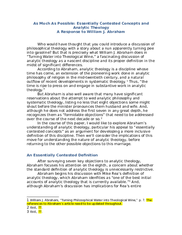(DOC) As Much As Possible: Essentially Contested Concepts and Analytic ...