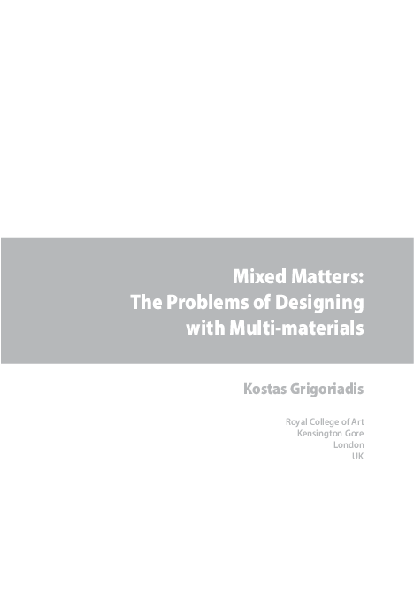 (PDF) Mixed Matters: The Problems of Designing with Multi-materials ...