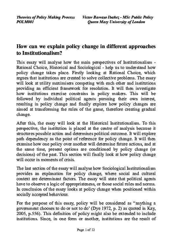 (PDF) How can we explain policy making in different approaches to ...