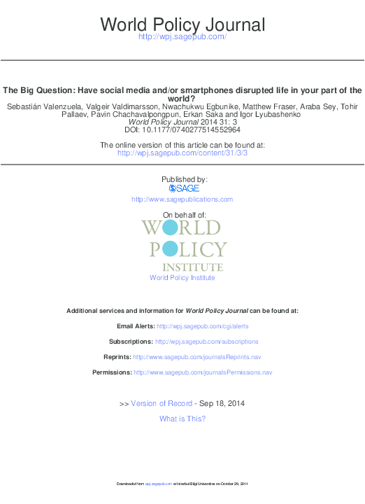 (PDF) Have social media and/or smartphones disrupted daily life in your ...