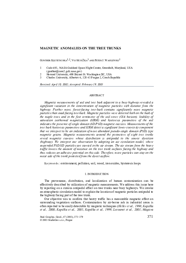(PDF) Magnetic anomalies on the tree trunks
