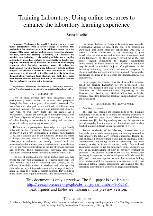 (PDF) Training Laboratory: Using online resources to enhance the ...