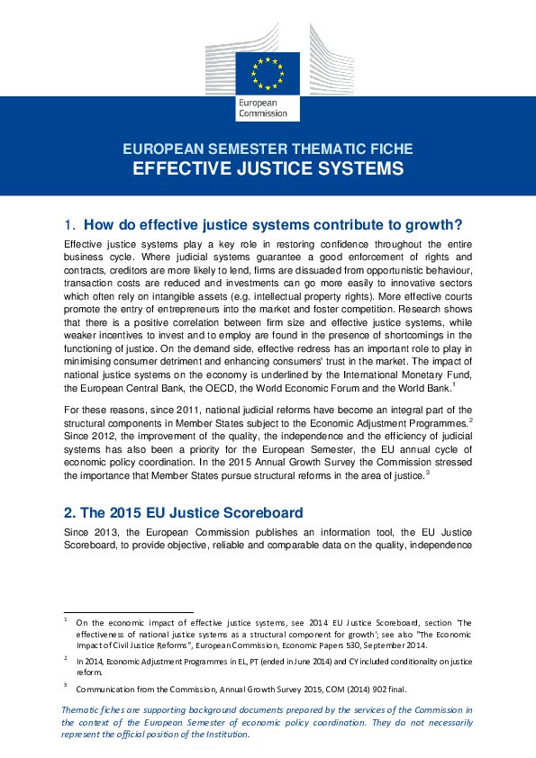 (PDF) EUROPEAN SEMESTER THEMATIC FICHE EFFECTIVE JUSTICE SYSTEMS