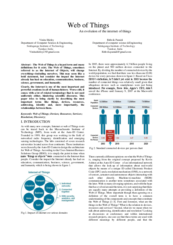 (PDF) Web of Things An evolution of the internet of things