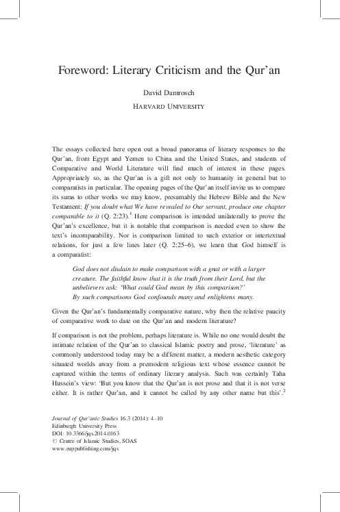 (PDF) Literary Criticism and the Qur'an