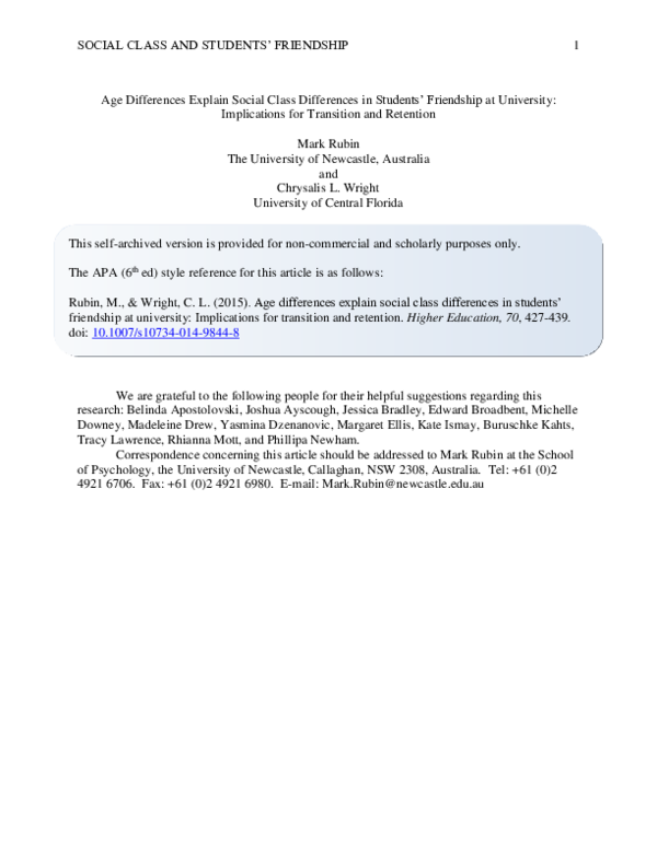 (PDF) Age differences explain social class differences in students ...