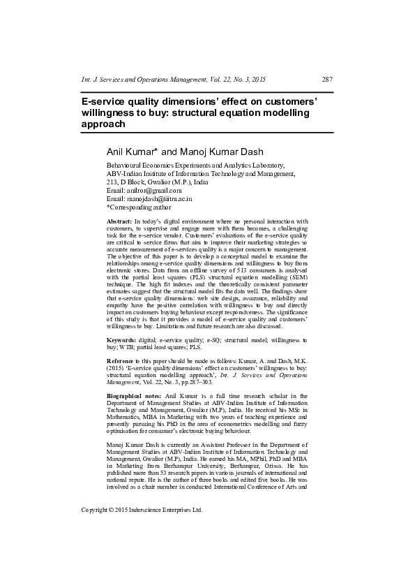 (PDF) E-service quality dimensions’ effect on customers’ willingness to ...