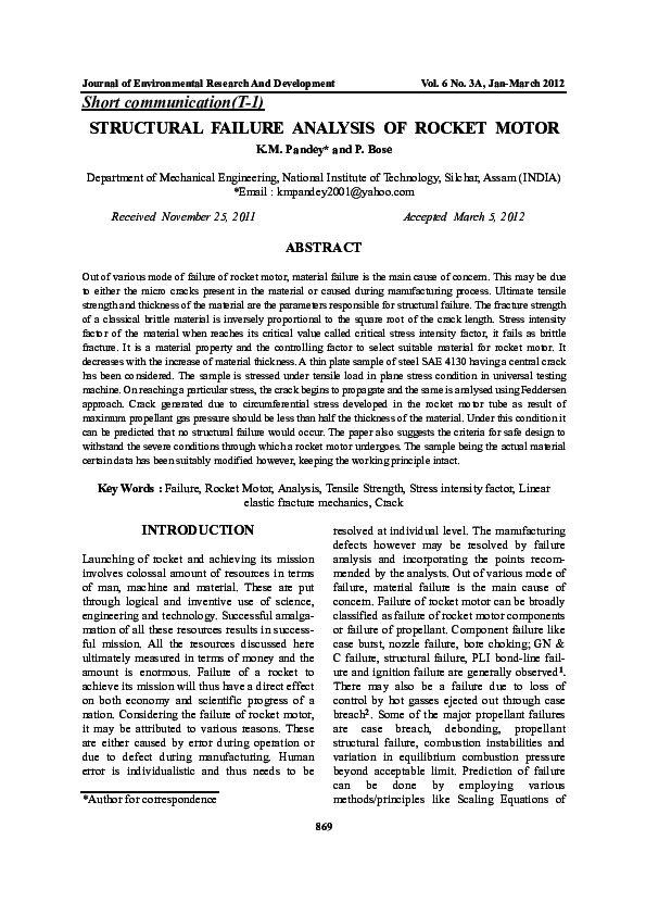 (PDF) STRUCTURAL FAILURE ANALYSIS OF ROCKET MOTOR