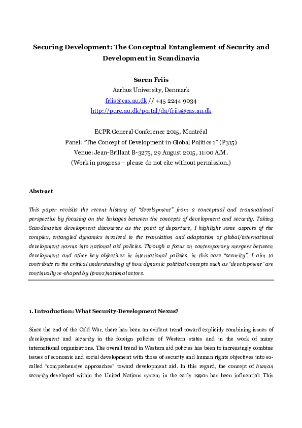 (PDF) Securing Development: The Conceptual Entanglement of Security and ...