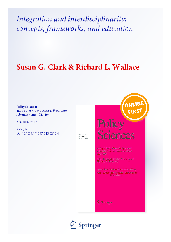 (PDF) Integration and interdisciplinarity: concepts, frameworks, and ...
