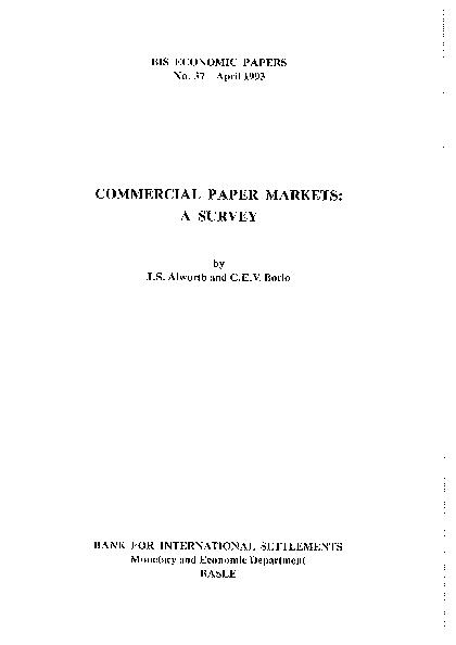 (PDF) BIS Economic Papers - Commercial paper markets: a survey - April 1993
