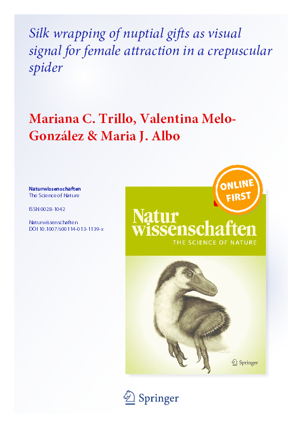 (PDF) Silk wrapping of nuptial gifts as visual signal for female ...