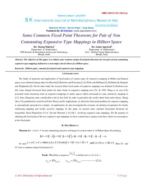 Pdf Some Common Fixed Point Theorems For Pair Of Non Commuting Expansive Type Mappings In