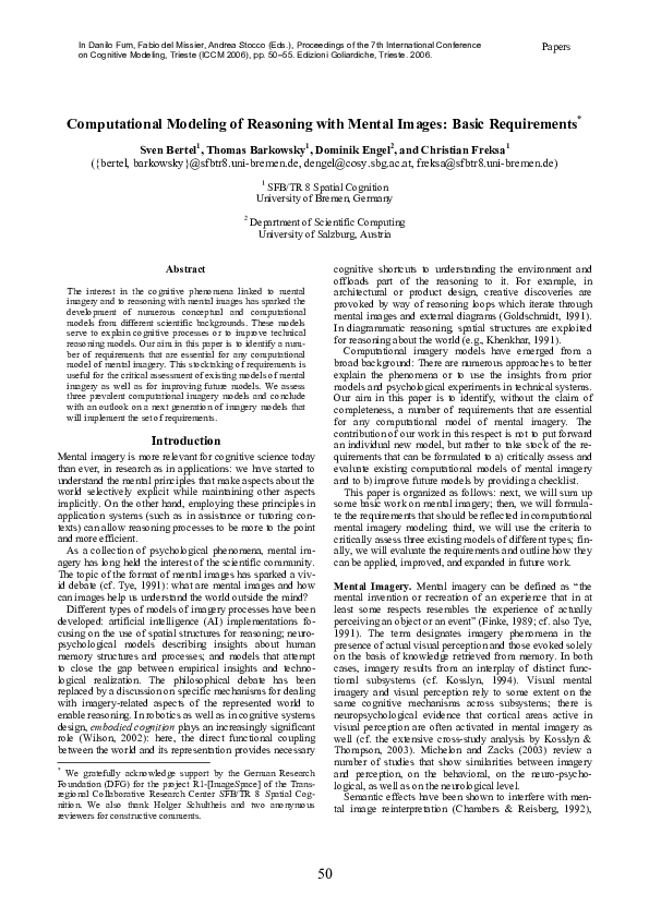 (PDF) Computational Modeling of Reasoning with Mental Images: Basic Requirements