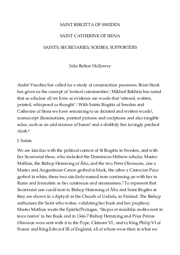 Saint Birgitta of Sweden, Saint Catherine of Siena: Saints, Secretaries ...